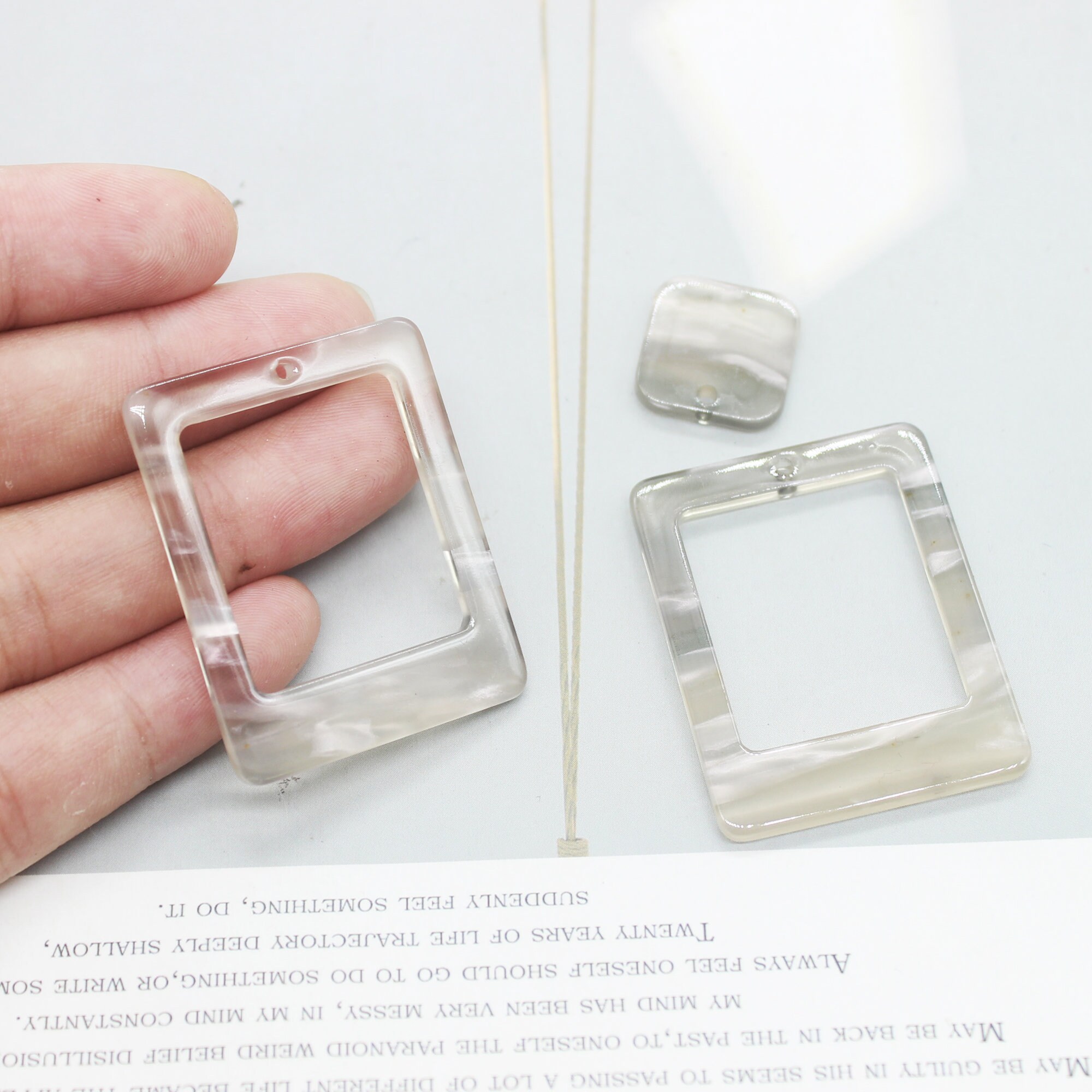 10set Large Hollow Square Charms Geometric Square Cellulose | Etsy