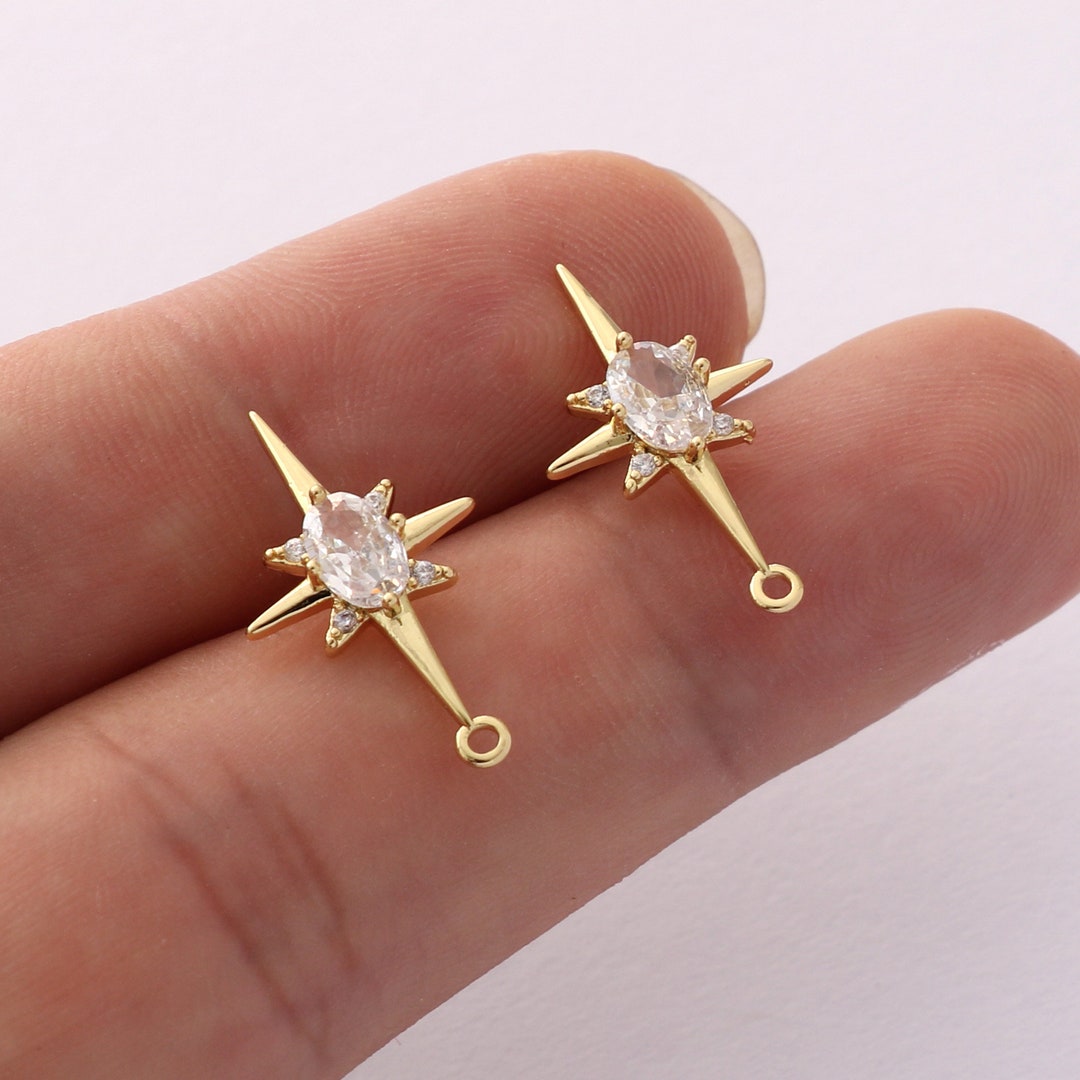 6pcs Star Earrings,ear Stud,star Post Earring With Loop, Ear Wire ...