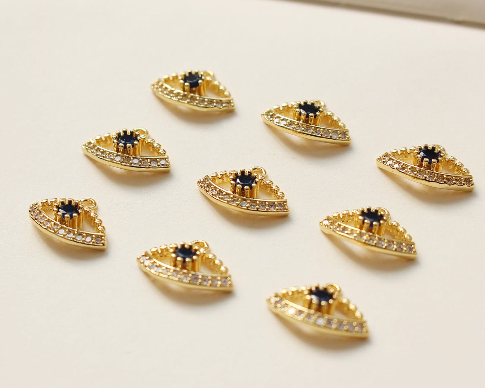 6pcs Real 18K Gold Plated Evil Eye Charm ,blue Evil Eye,bracelets ...