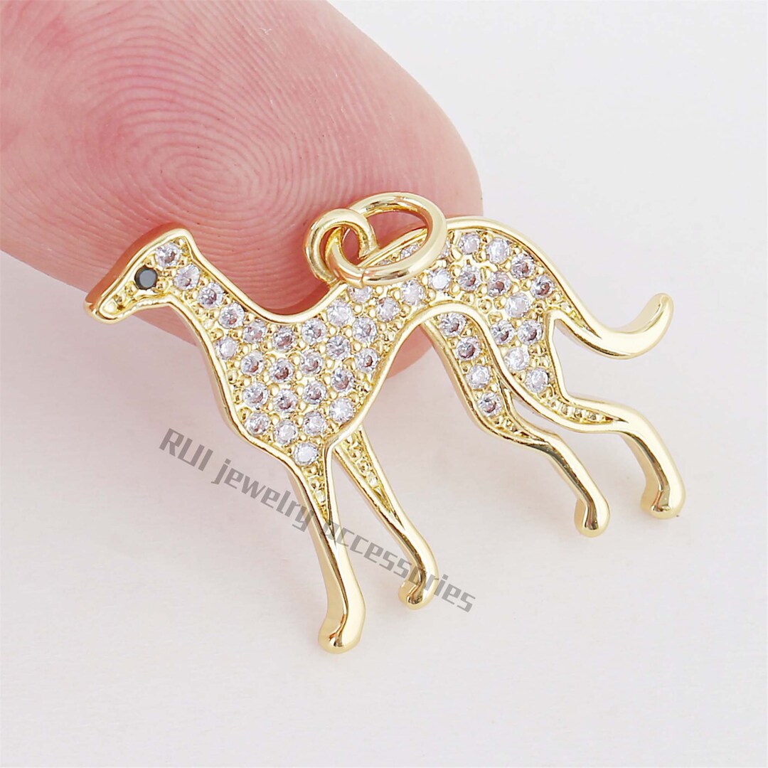 6pcs Real Gold Dog Charms,zircon Dog Pendant, CZ Pave Dog,dainty Dog ...