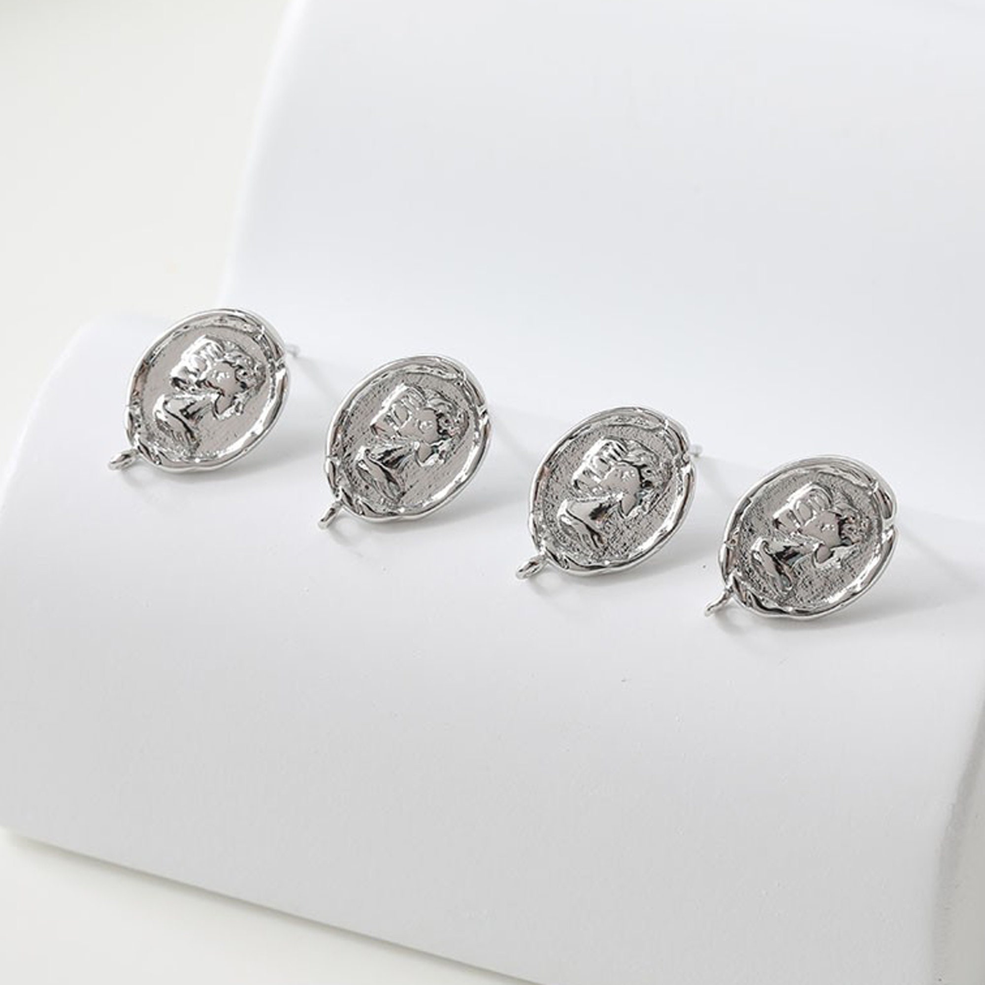 10pc Real Gold Plated Face Earrings Beauty Postoval Pad - Etsy