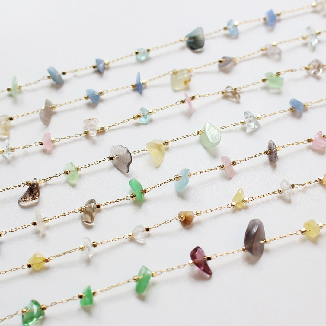 45CM Real 18K Gold Plated Natural Stone Chain, Chain by Feet,long Cable ...