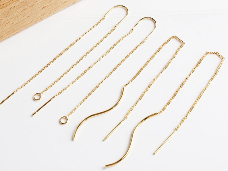 4PCS 18k Gold Plated Threader Earring,long Ear Thread Earring, Edgy ...