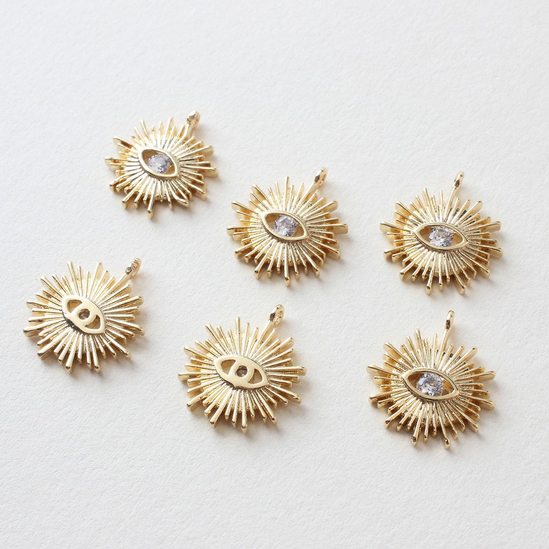 10pcs Real Gold Plated Evil Eye Charm ,evil Eye,bracelets Finding ...