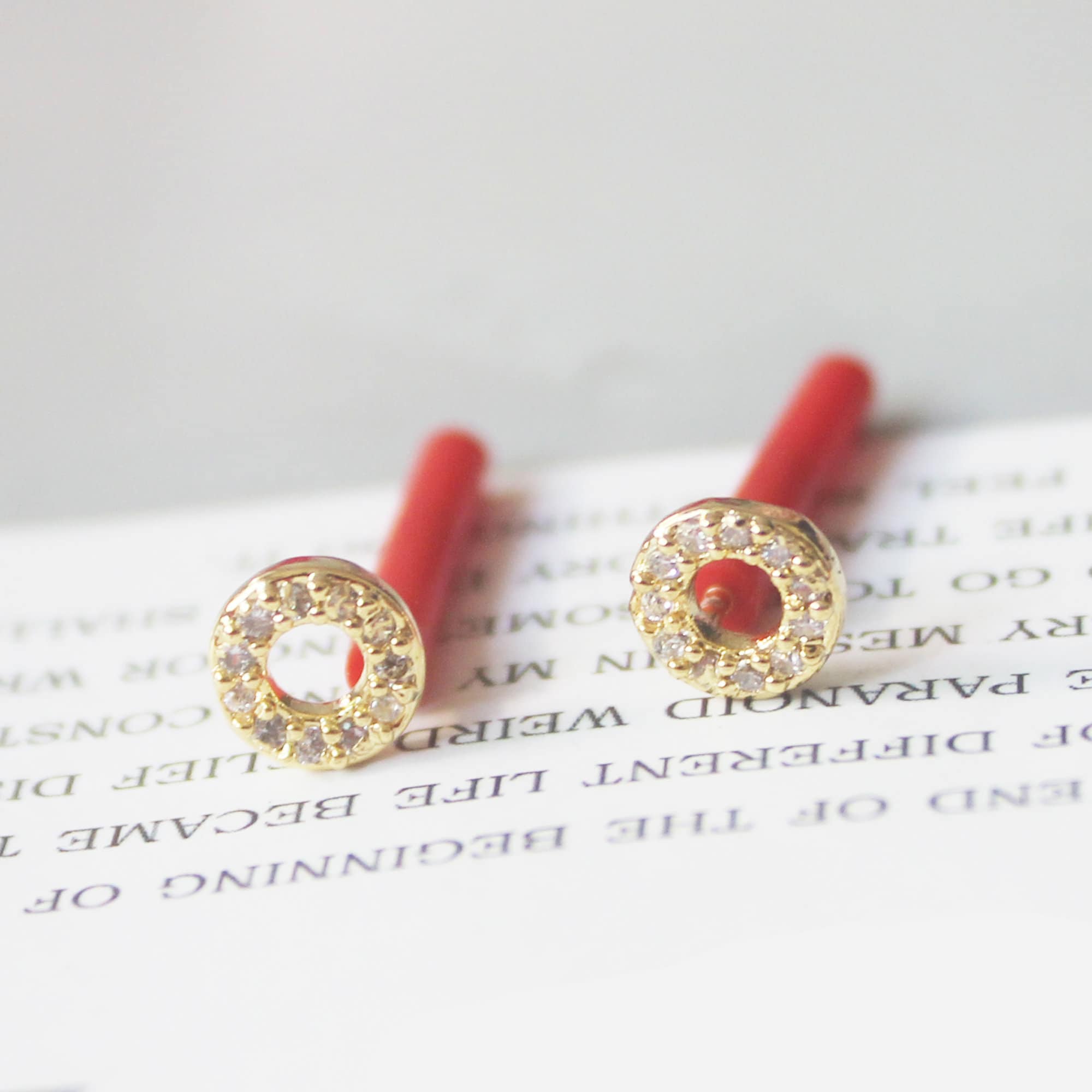 4PCS Real Gold Plated Tiny Mini Zircon Round Circle Earrings - Etsy