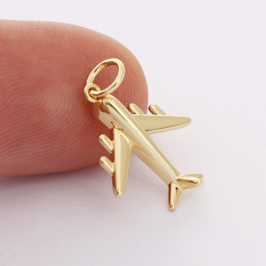 Real Gold Plated Aircraft Charm, Aircraft Pendant, Earring Pendant ...