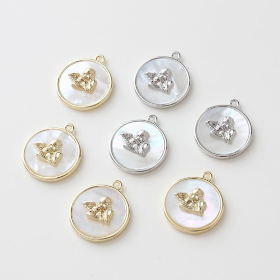 4PCS Real Gold Plated Round Shell Charmshell Drop Shell | Etsy