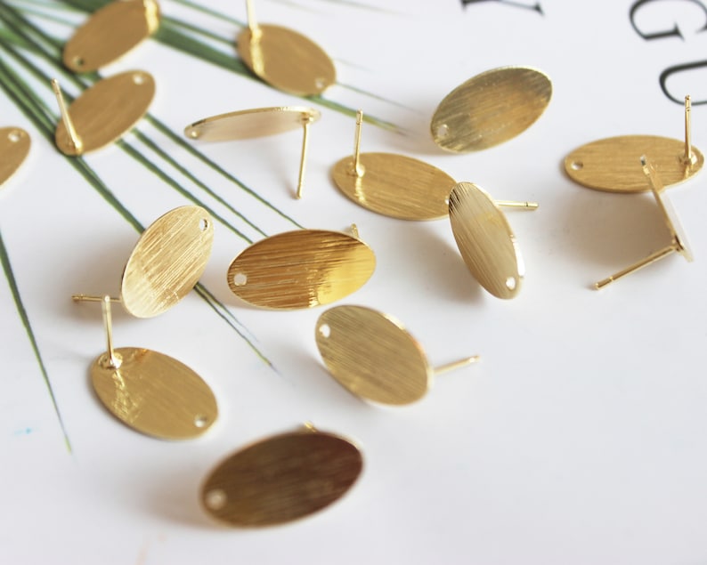 10PCS Real Gold Plated Brass Earring Posts Earring Stud Ear | Etsy