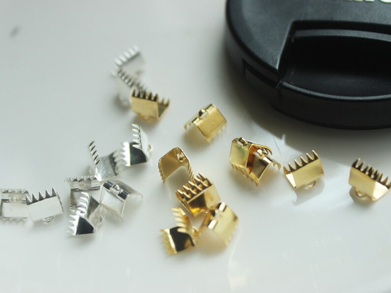 10pcs.925 Sterling Silver Ribbon Ends Crimp,6mm/8mm/10mm Fasteners ...