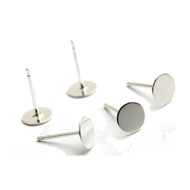 10pair 925 Sterling Silver Flat Pad Earring Studs-sterling Silver ...