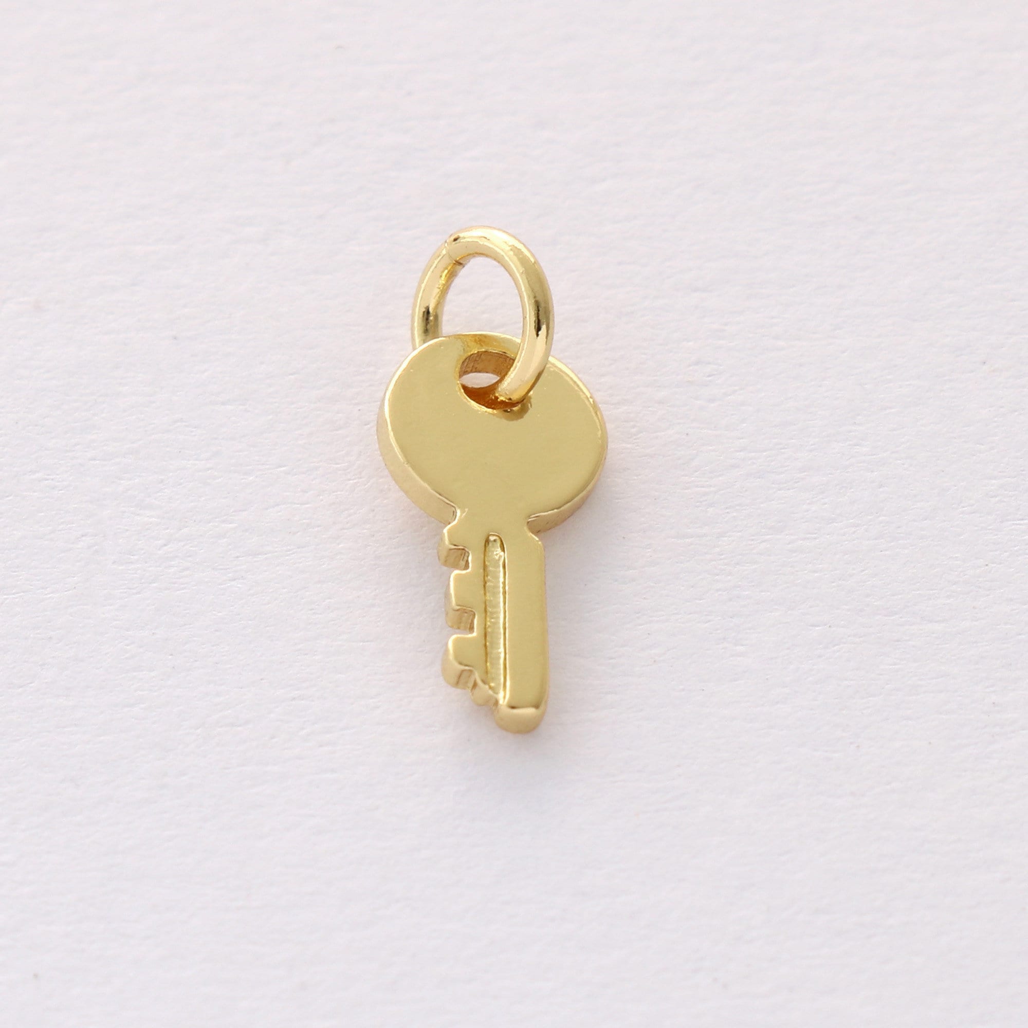 6pcs Real Gold Plated Brass Key Charm, Tiny Mini Key Charm, Gold\ Key ...
