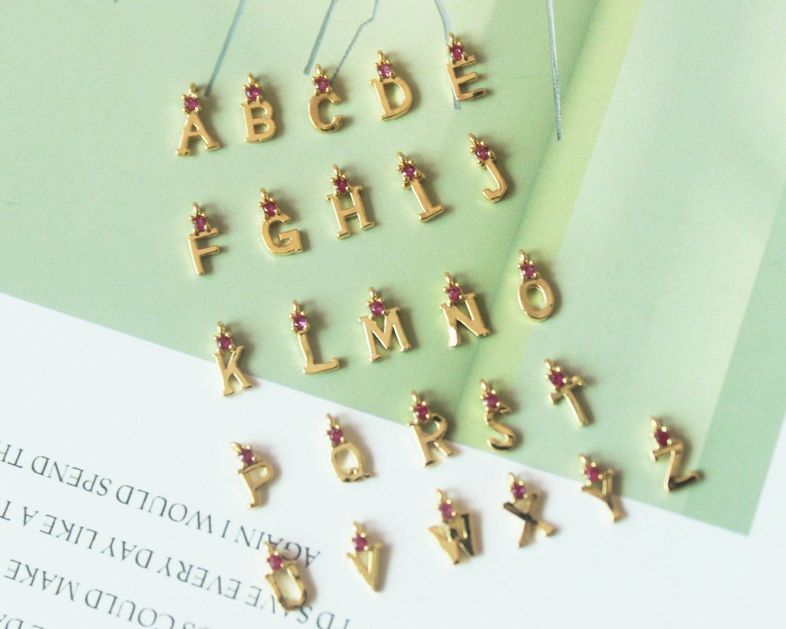 26pcs/set Real Gold Plated Zircon Initial Letter Charms,cz Pave Letter Charm,tiny Letter Charms ...