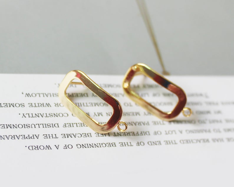 10PCS Real Gold Plated Brass Rectangle Earring Posts Earring | Etsy