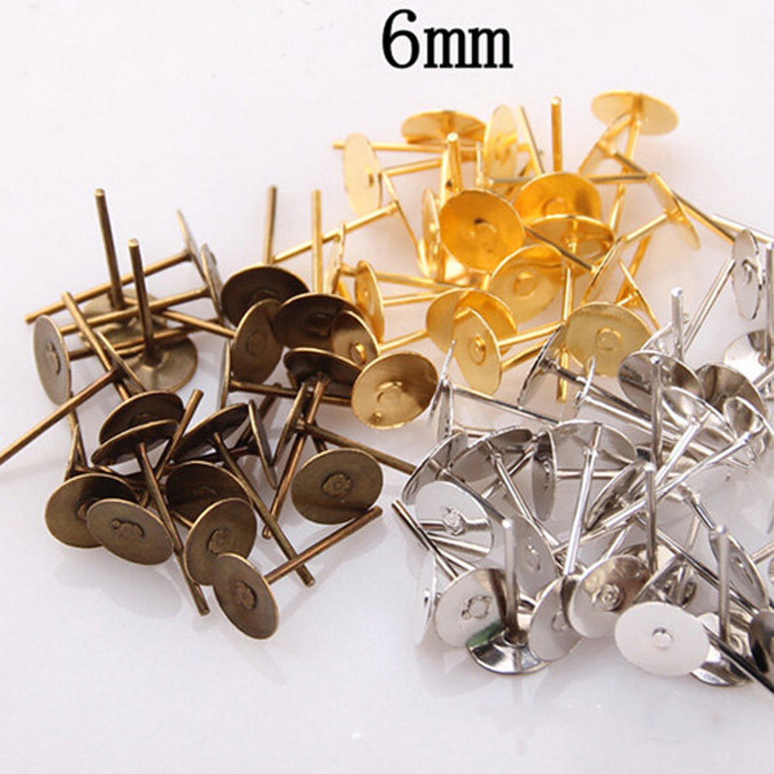 Bulk 200pcs.4mm/6mm/8mm/10mm Pad Earring Studs Earring Posts - Etsy
