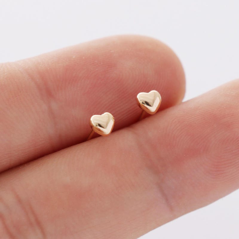 Gold Heart Earrings Mini - Etsy