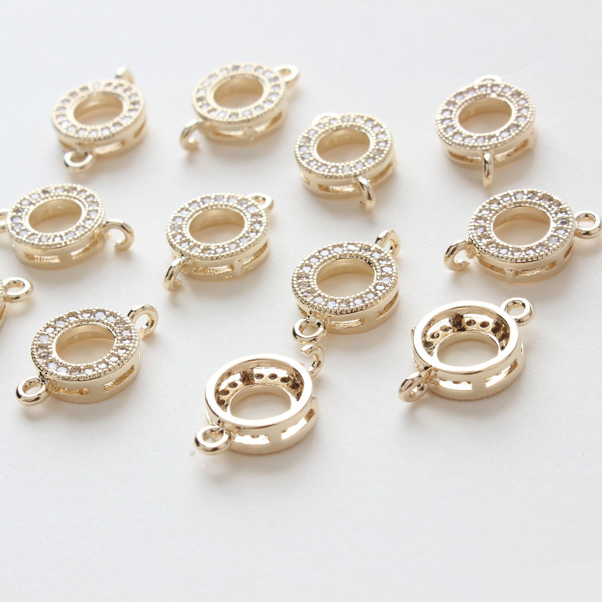 10pcs Real Gold Plated Circle Charm Gold Initial Charm | Etsy