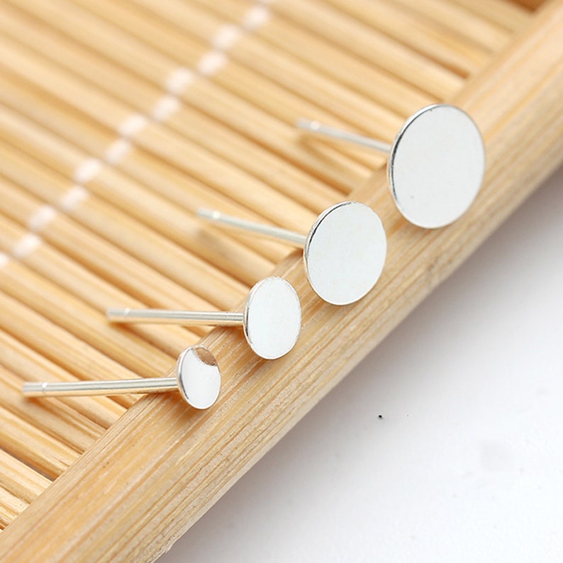 10pair 925 Sterling Silver Flat Pad Earring Studs-sterling Silver ...