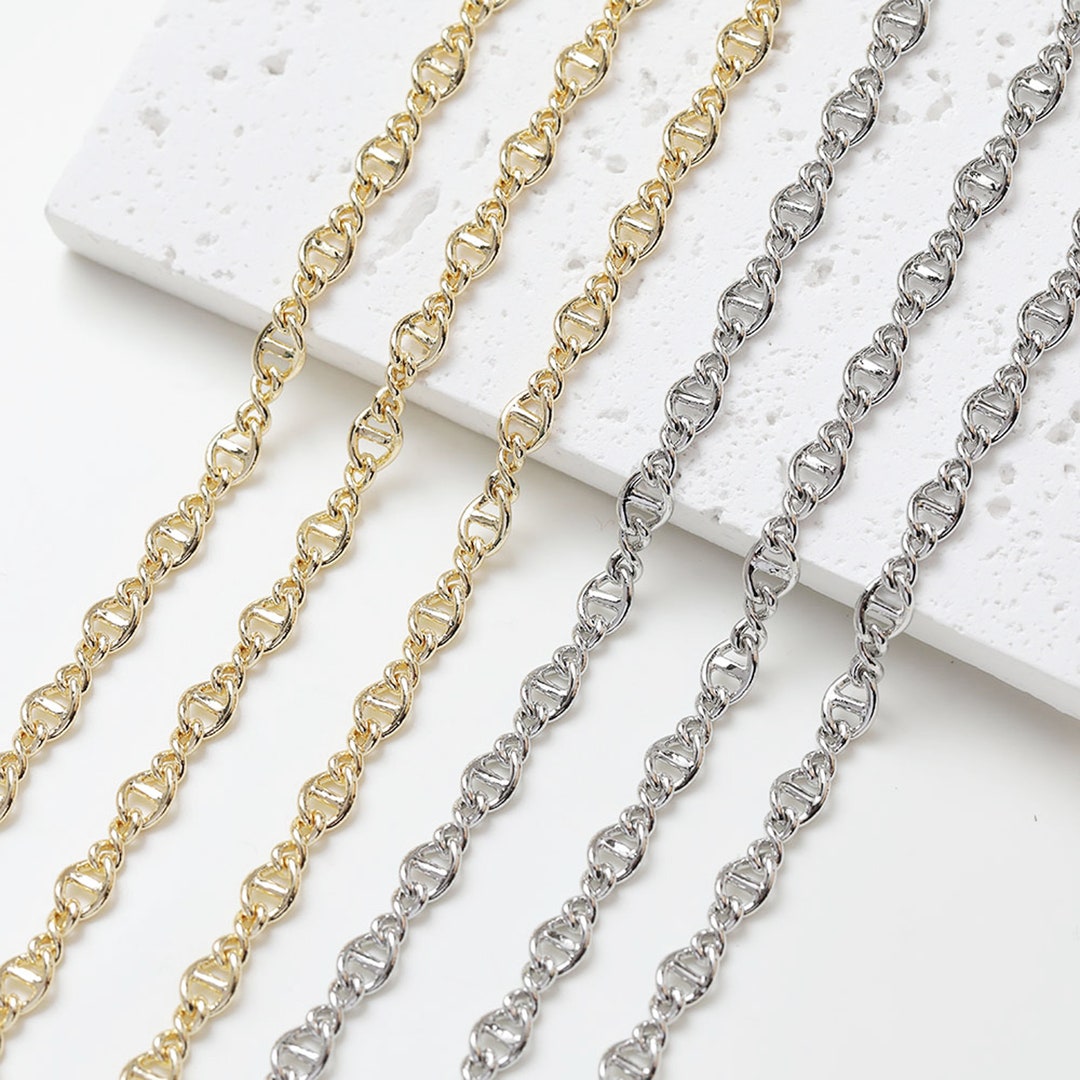 3.2 Feet Real 18K Gold Plated 5MM Chain, Chain by Feet,long Cable Chain ...