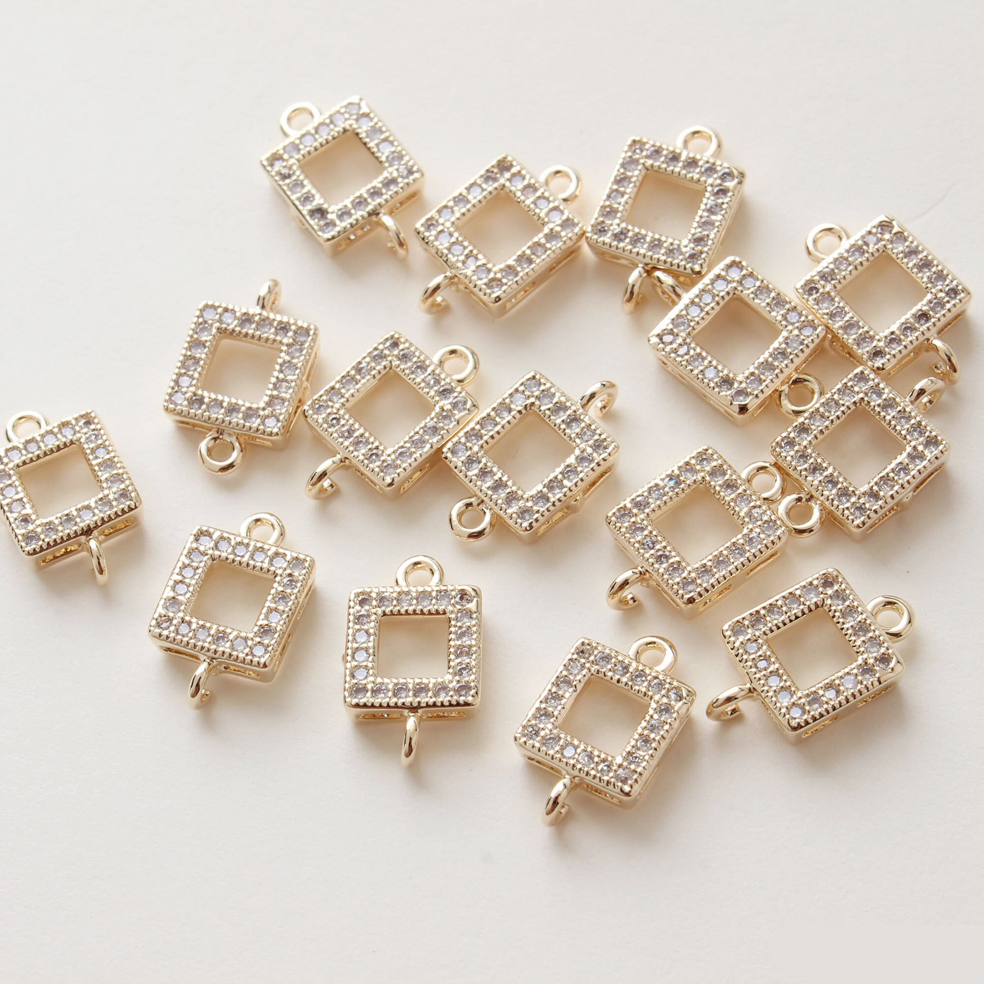 10pcs Real Gold Plated Square Charm Gold Initial Charm - Etsy