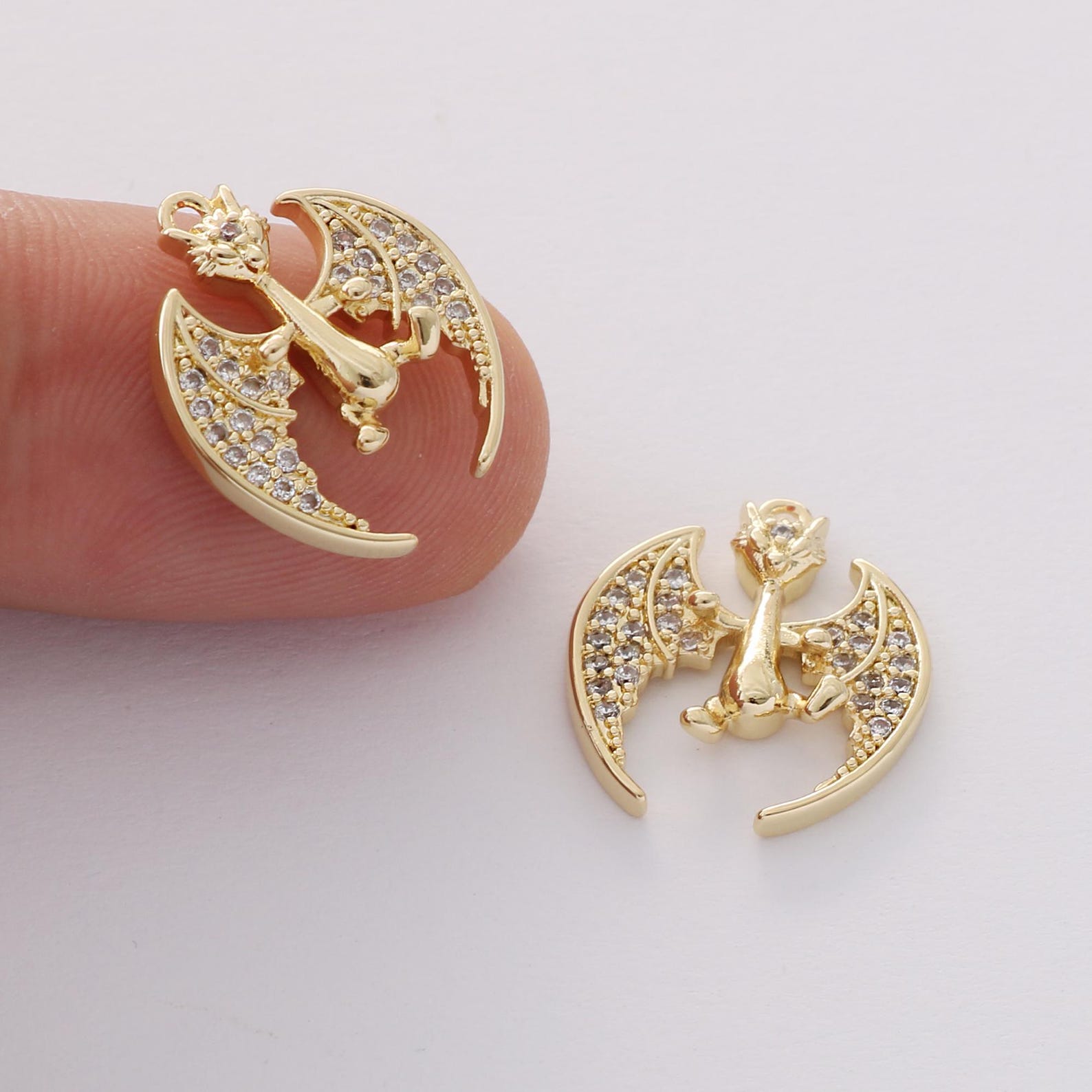 14K Gold Filled Bat Pendant,zircon Bat Charms,cz Pave Bat,animal,insect ...