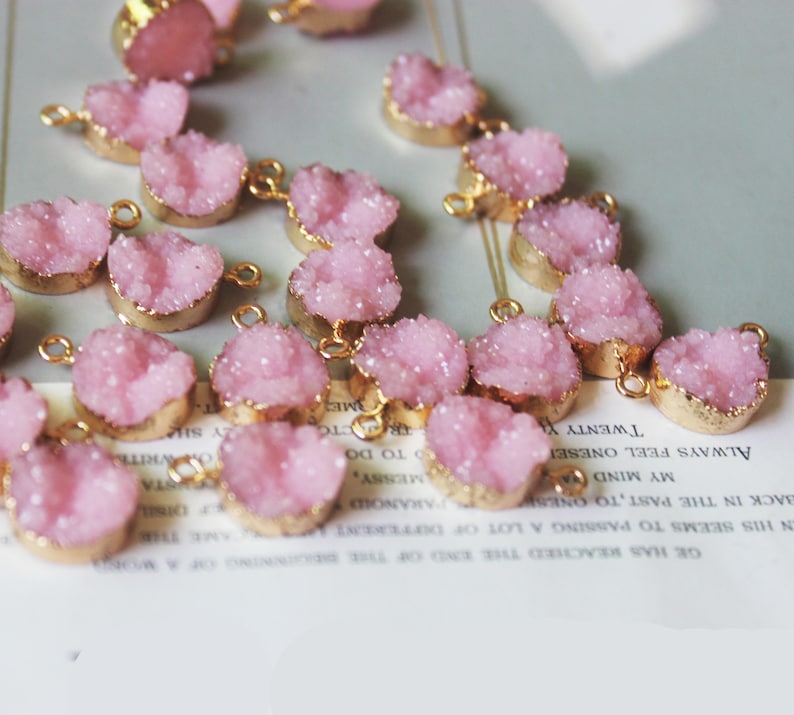 10PCS Round Imitation Druzy Pink Druzy Charm Resin Druzy - Etsy