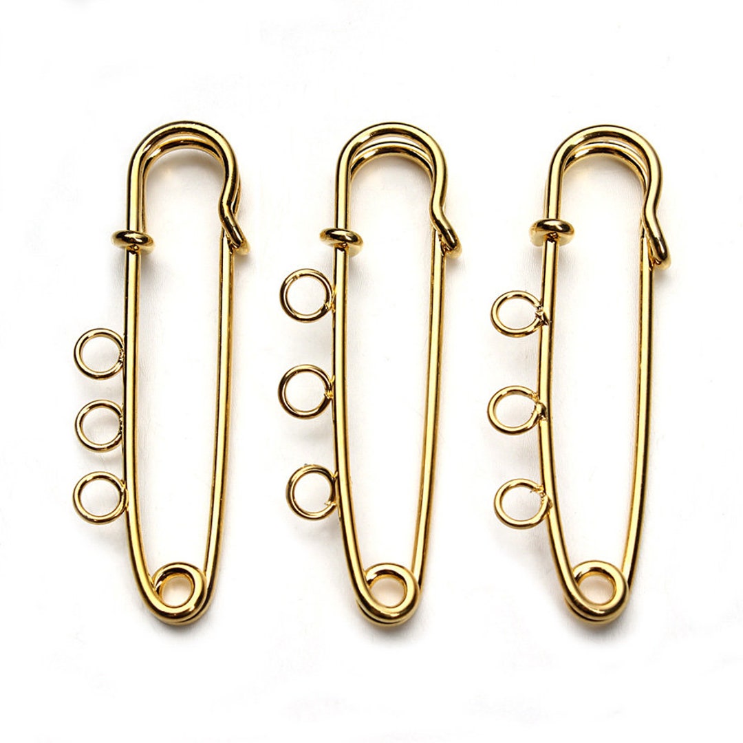 10PC Gold Tone Pin With Loops,silver Kilt Pin,2 Inch,three Hole Pin ...