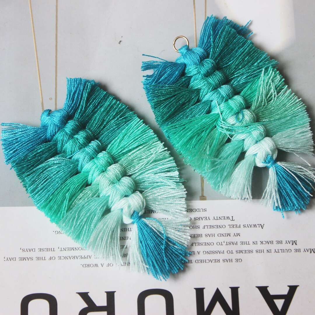 2pcs Leaf Shape Tassels, Ombre Tassels Charm, Cotton Tassels, Leaf ...
