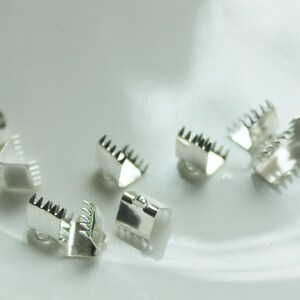 10pcs.925 Sterling Silver Ribbon Ends Crimp,6mm/8mm/10mm Fasteners ...