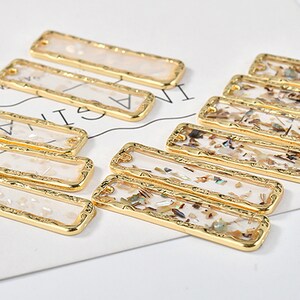 10PCS Clear Epoxy Resin Rectangle Pendant, Resin Pendant, Rectangle ...