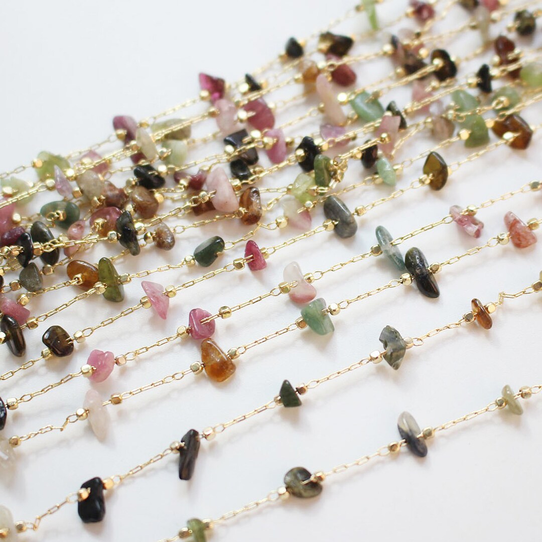 45CM Real 18K Gold Plated Natural Stone Chain, Chain by Feet,long Cable ...