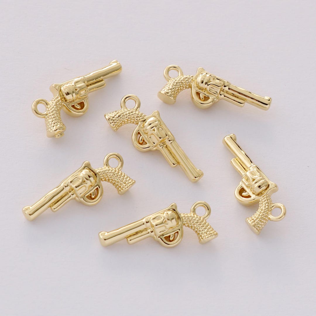 14K Gold Filled Gun Charm,pistol Charm,submachine Gun Bracelet, Weapon ...