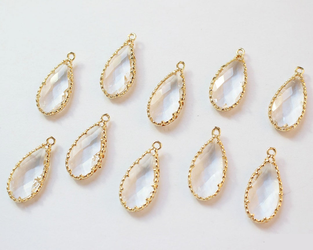 10pcs Clear Crystal Glass Pendant Charm,large Faceted Lucite Beads ...