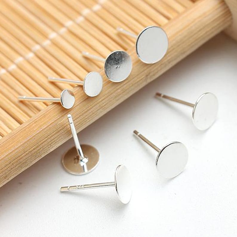 10pair 925 Sterling Silver Flat Pad Earring Studs-sterling Silver ...