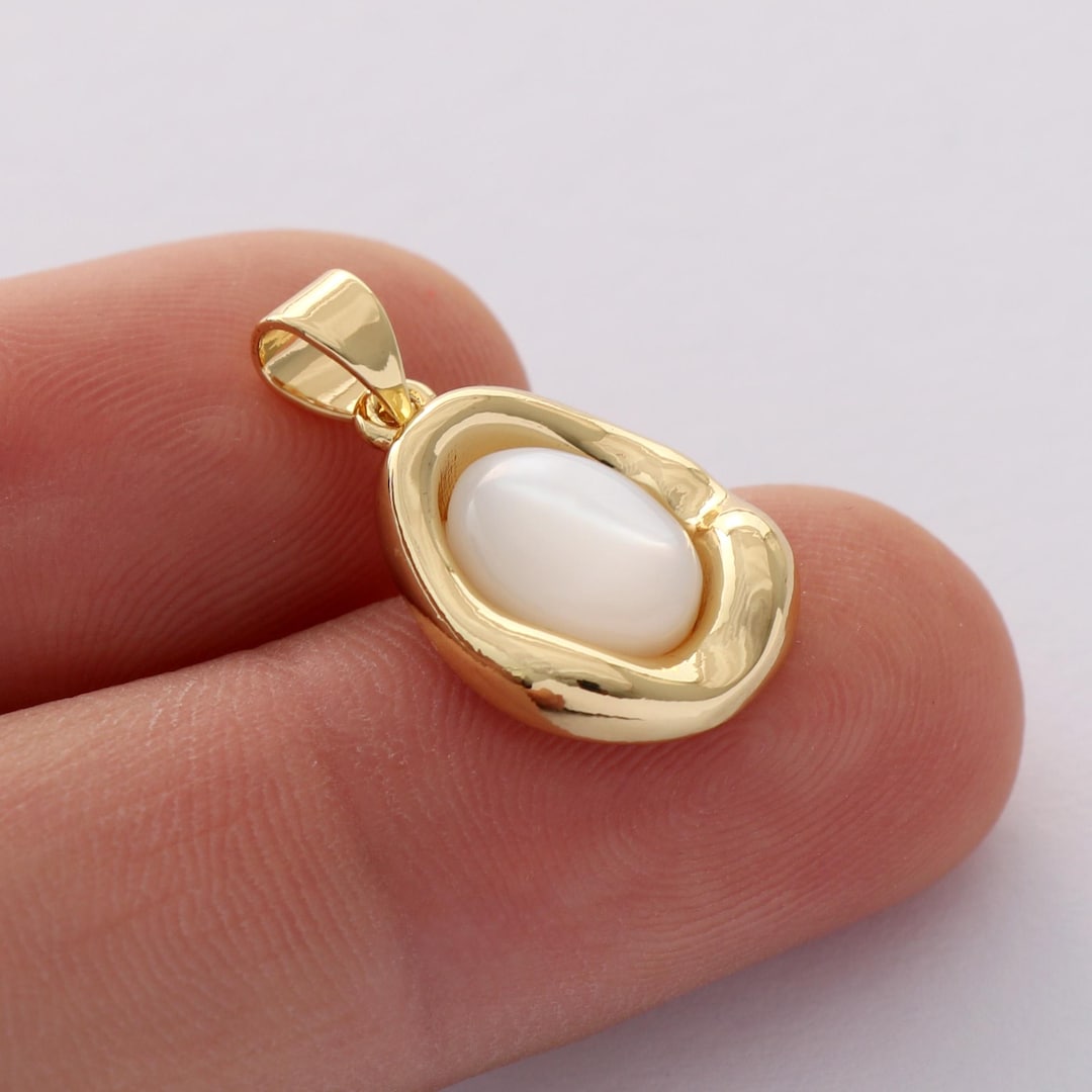 Real Gold Plated Rectangle Shell Charm,shell Drop, Shell Pendant ...