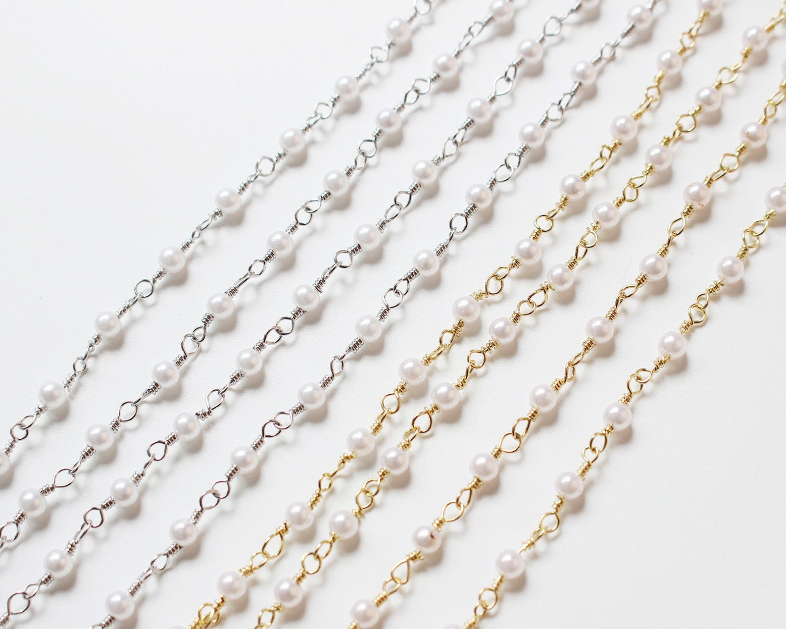 45CM. Real Gold 4MM Pearl Beads Chain,gold Chain, Loose, Star Chain ...