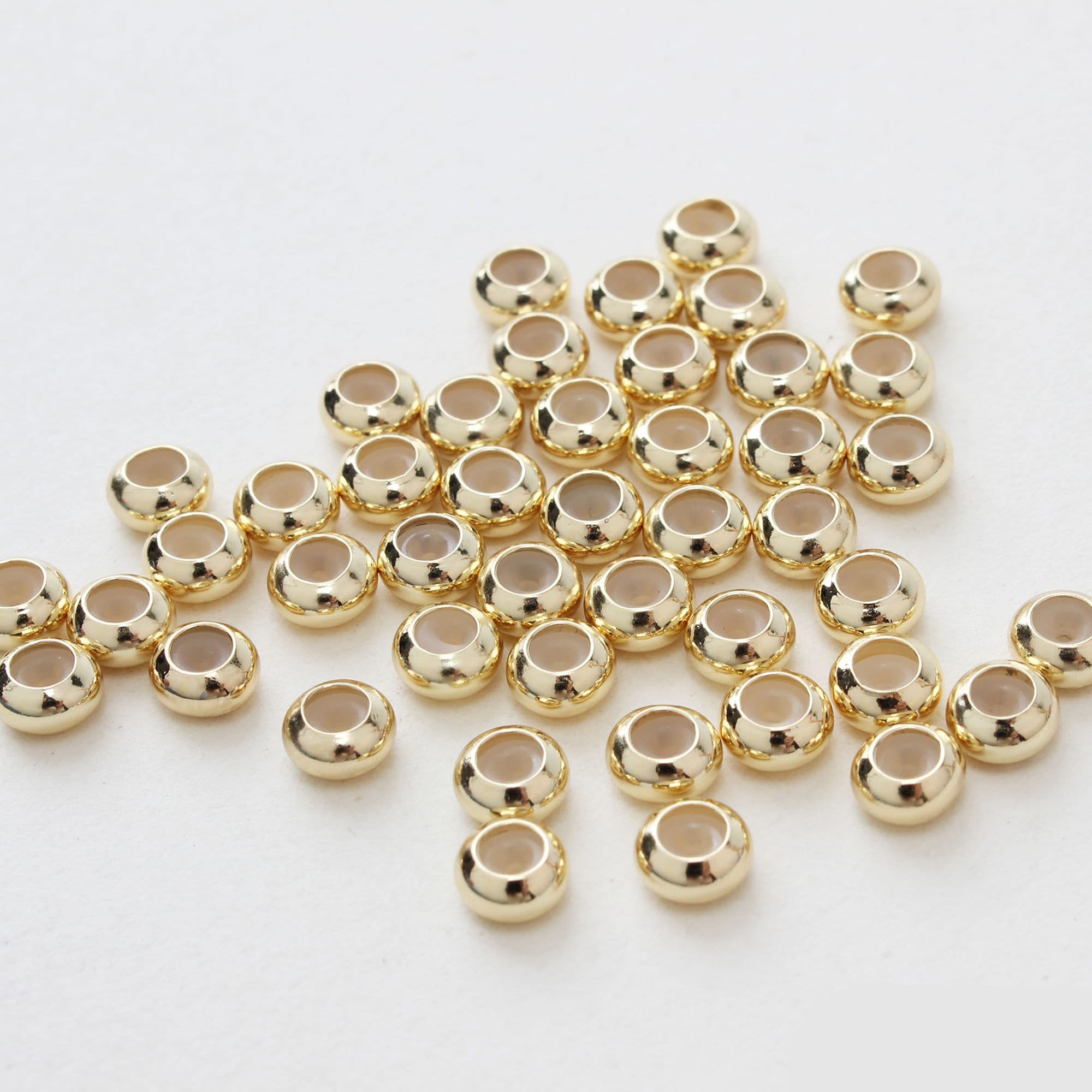 10pcs.real Gold Sliding Adjustable,rondelle Rubber Stopper Beads,6mm ...