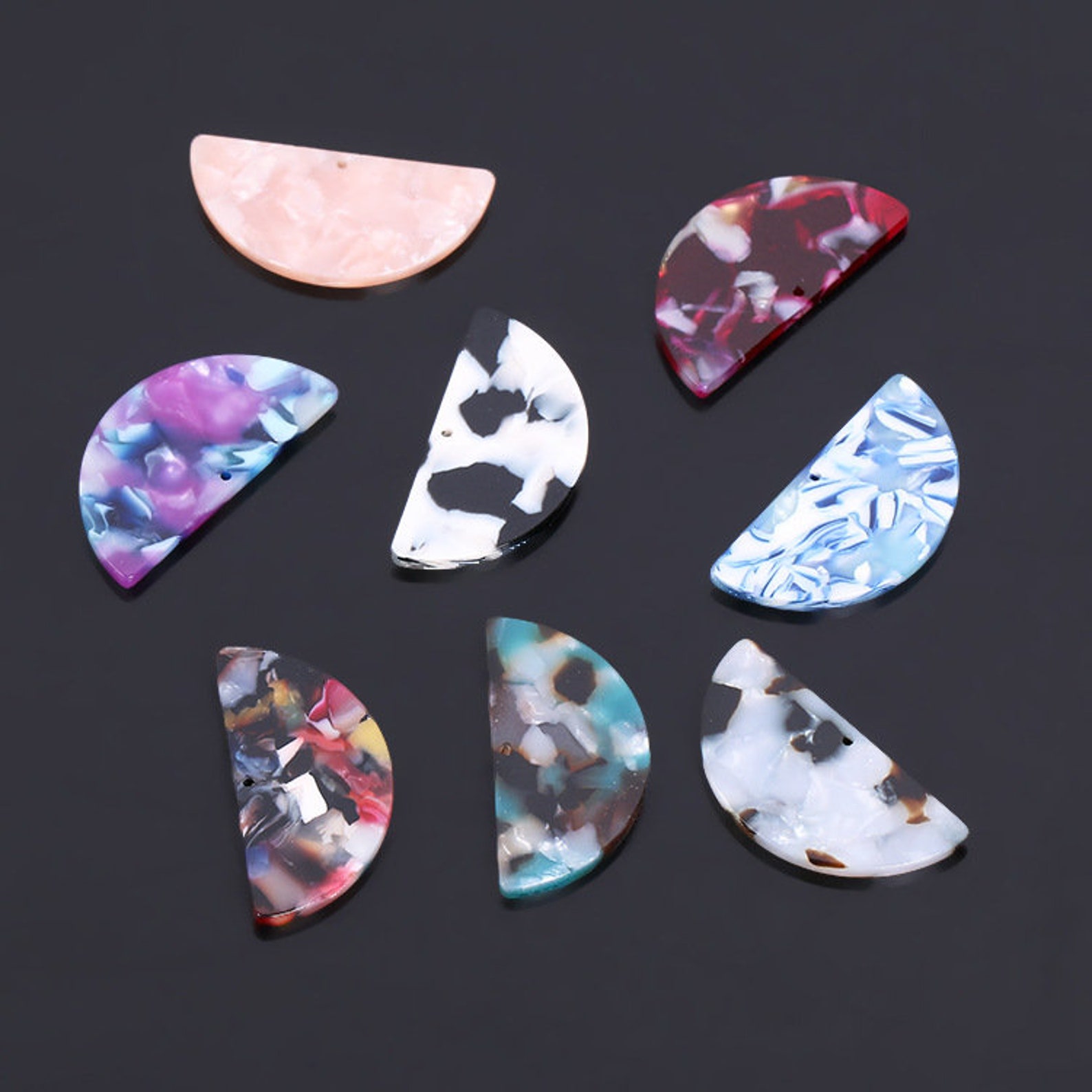 10pcs 17*35MM Round Circle Acetate Celluloid Charm Pendant Summer ...