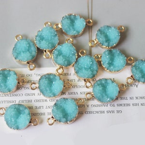 10PCS Round Imitation Druzy, Turquoise Druzy Connector, Resin Druzy ...