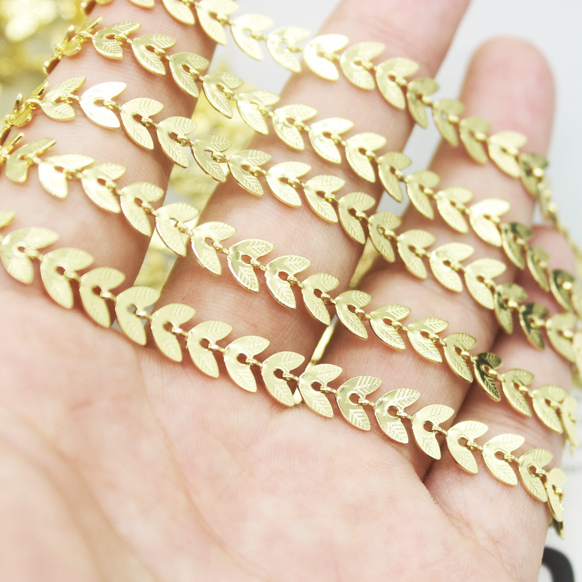 3.2feet Real Gold Plated Leaves Chaingold Disc - Etsy
