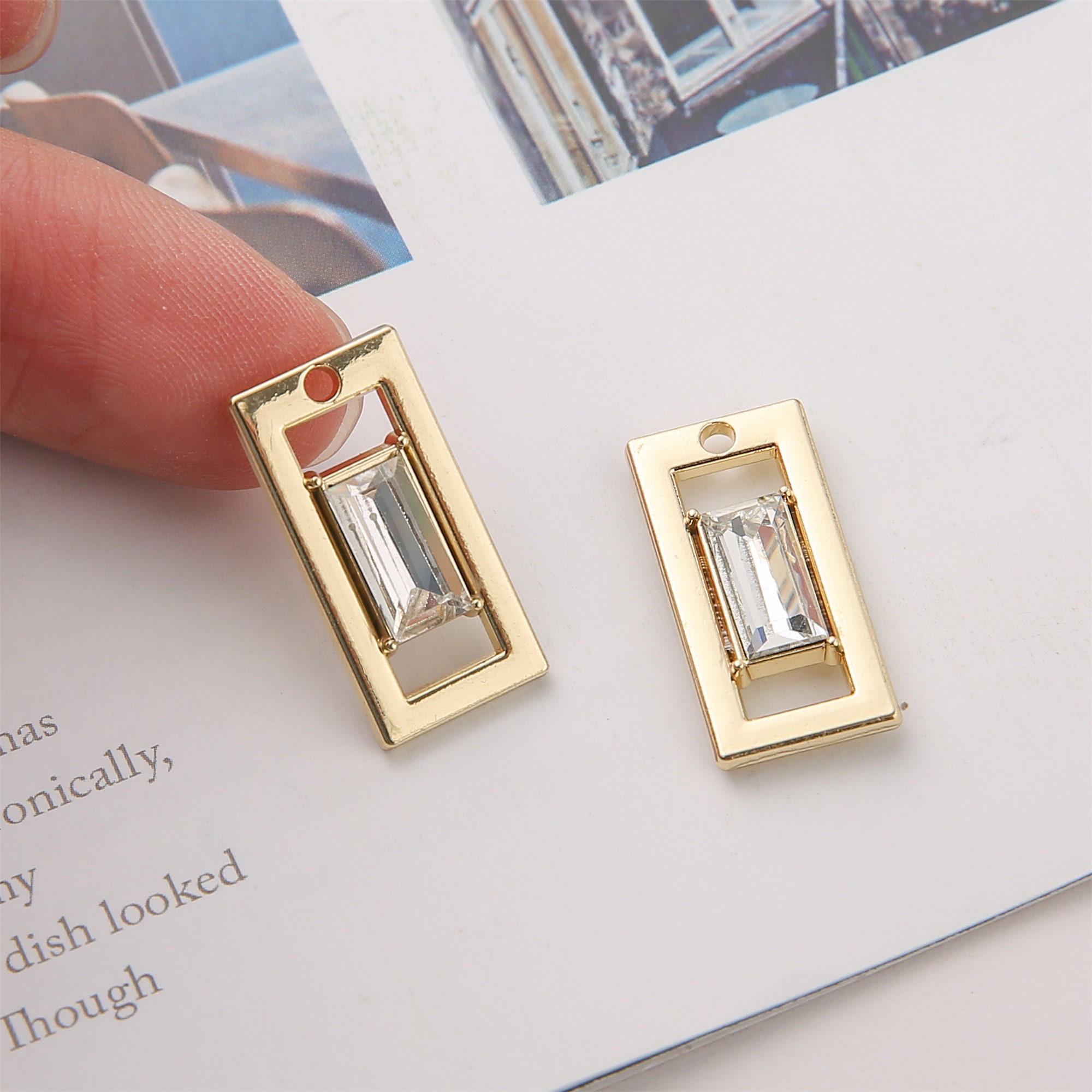 10pcs Alloy Charm Crystal Rectangle Charm Rectangle Pendant - Etsy