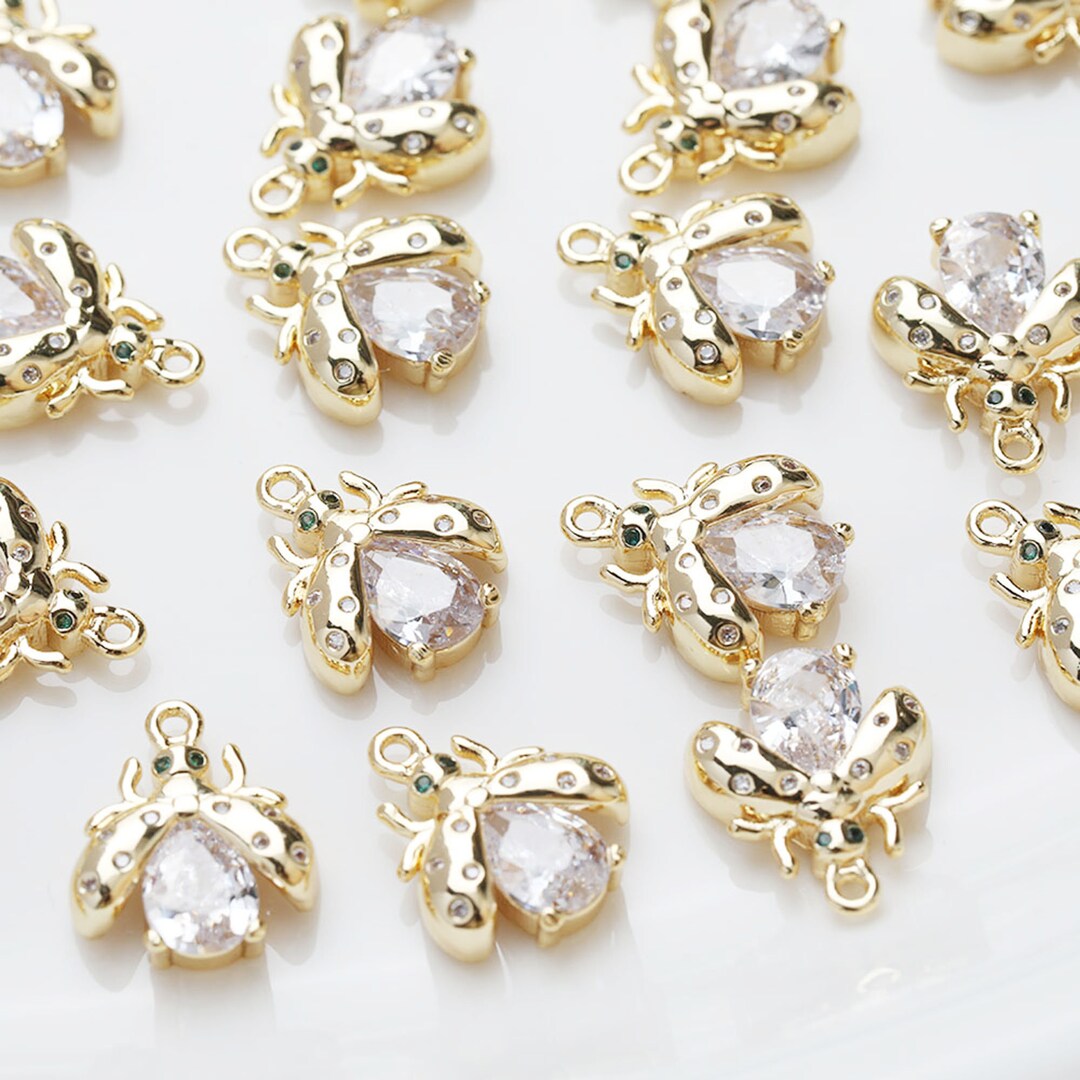 6pcs, High Quality Real Gold Plated Ladybug Charm,beatles Pendant, Cz ...