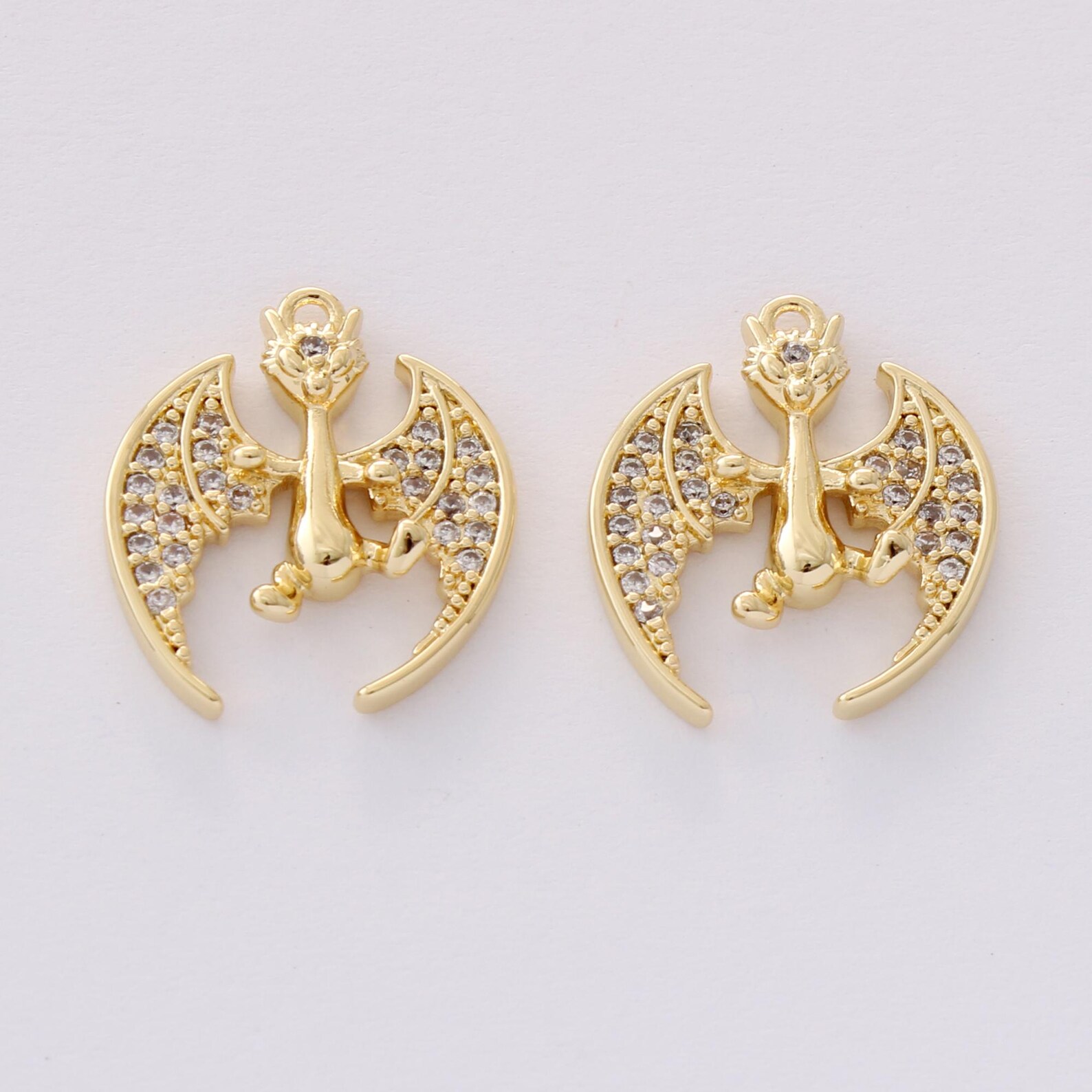 14K Gold Filled Bat Pendant,zircon Bat Charms,cz Pave Bat,animal,insect ...