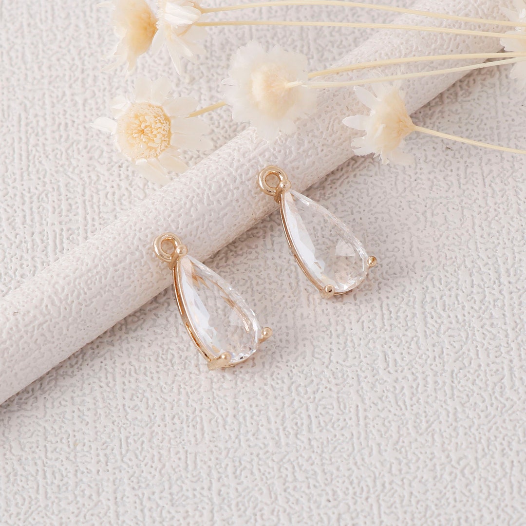 10pcs Clear Glass Pendant Charm,large Faceted Lucite Beads,teardrop ...