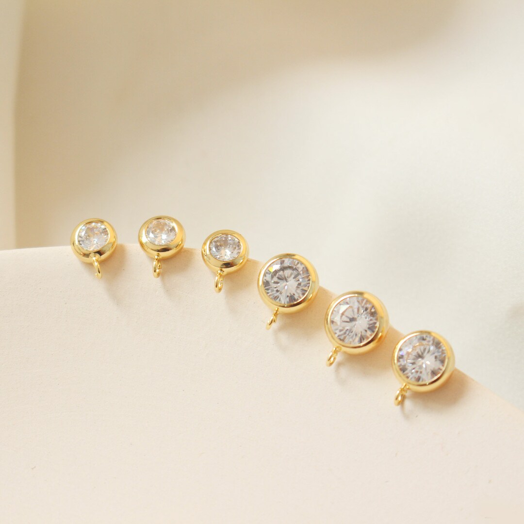 10pcs 18k Real Gold Plated Cz Pave Earrings,ear Stud, Post Earring With ...