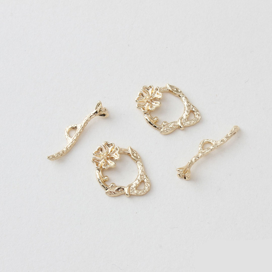 4set,real Gold Daisy Flower Toggle Clasp, Clasp Set, Large Clasp , Easy ...