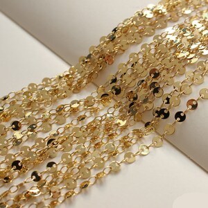 3.2feet. Real Gold Plated Sequin Disc Chain - 4MM Round Circle Disc ...