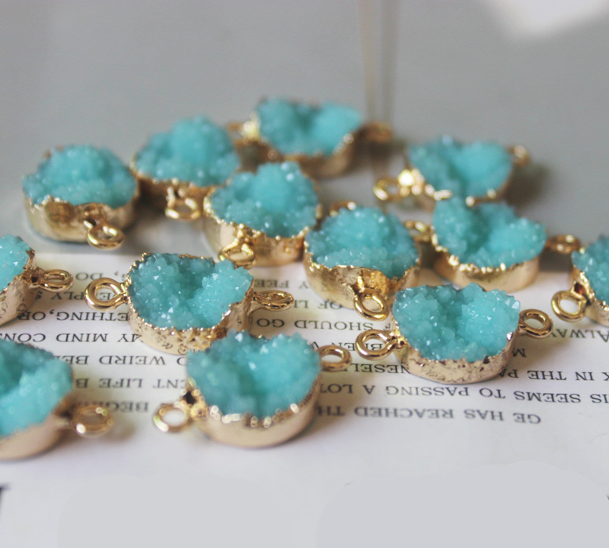 10PCS Round Imitation Druzy Turquoise Druzy Connector Resin - Etsy