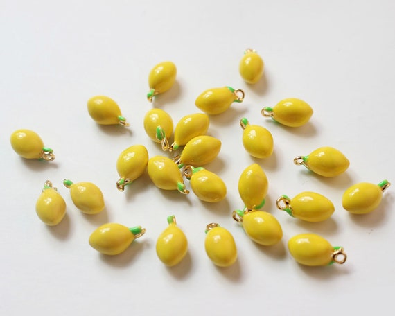 6pcs Real 18K Gold Plated Enamel Mango Charmgold Initial | Etsy