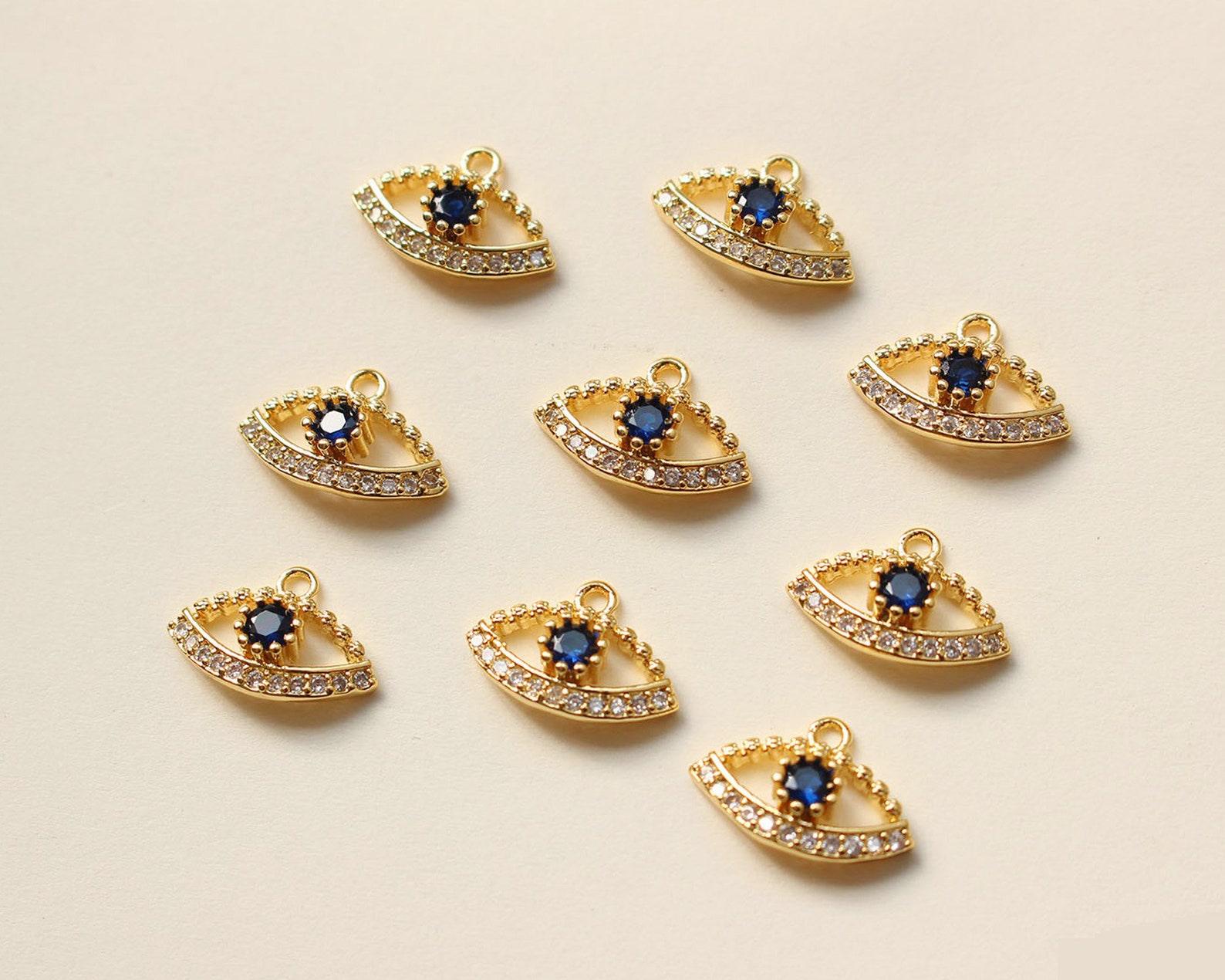 6pcs Real 18K Gold Plated Evil Eye Charm ,blue Evil Eye,bracelets ...