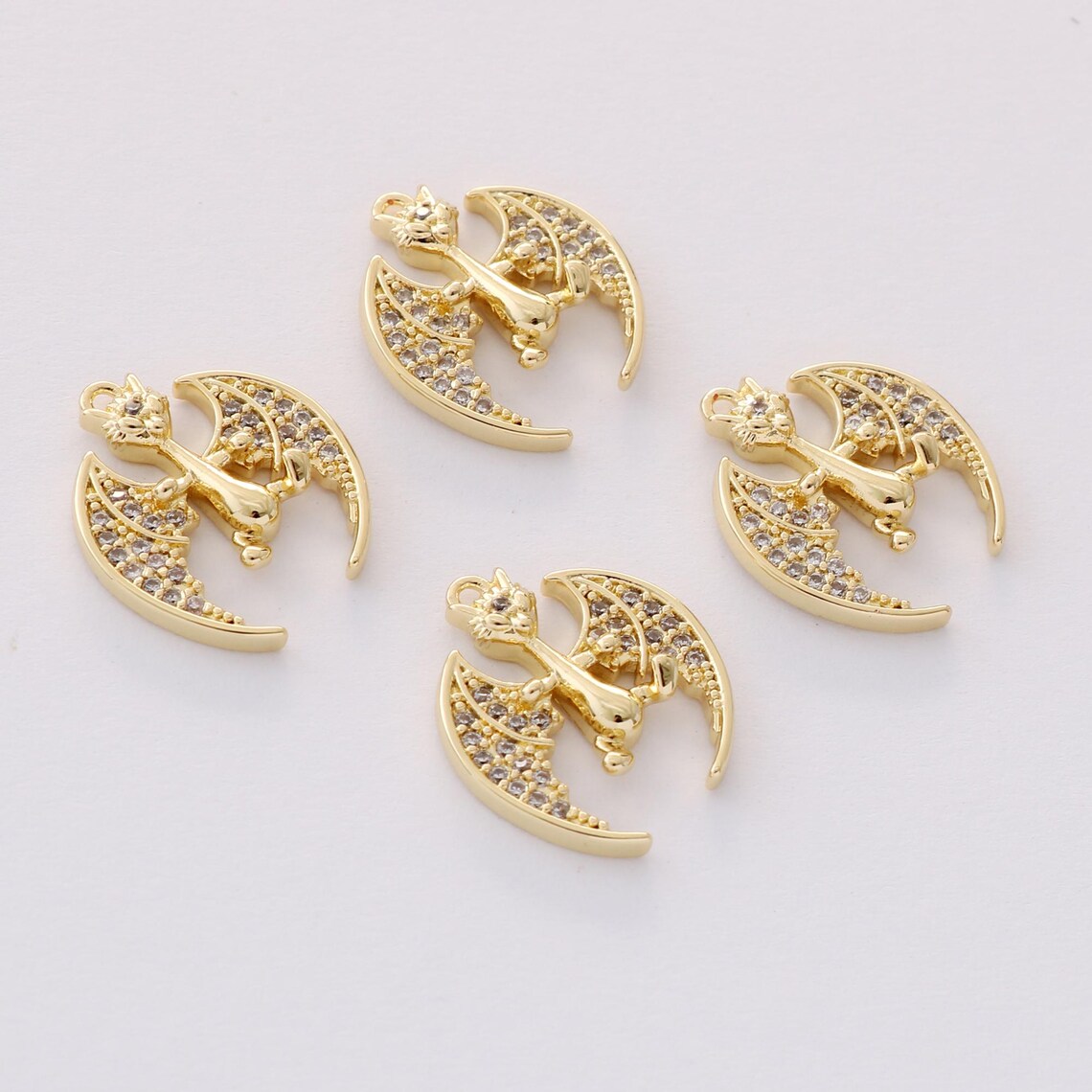 14K Gold Filled Bat Pendant,zircon Bat Charms,cz Pave Bat,animal,insect ...